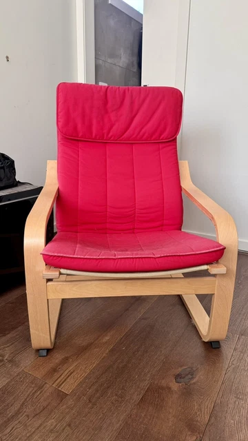 IKEA POANG ROCKING chair Red Cushion $40.00 - PicClick AU