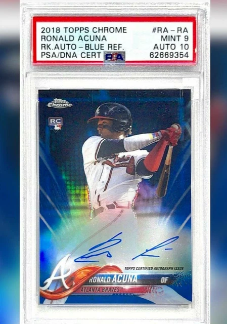 RONALD ACUNA JR 2018 Topps Chrome Débutant Auto Bleu Ref / 150 # Ra-Ra ...