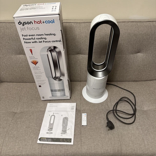 DYSON AM09 HOT+COOL Jet Focus Fan Heater - White/Nickel With Remote ...