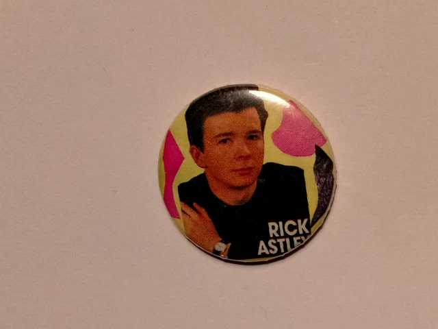 RICK ASTLEY SINGER songwriter logo music group vintage SMALL BUTTON 2 ...