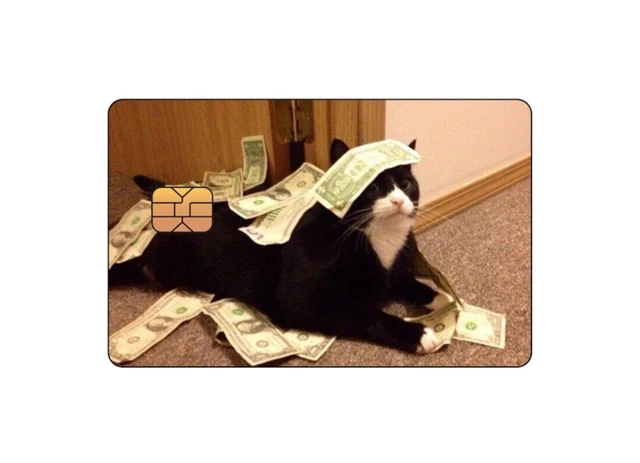 FUNNY CAT MONEY Meme Credit / Debit Card Skin Cover Decal Sticker ...