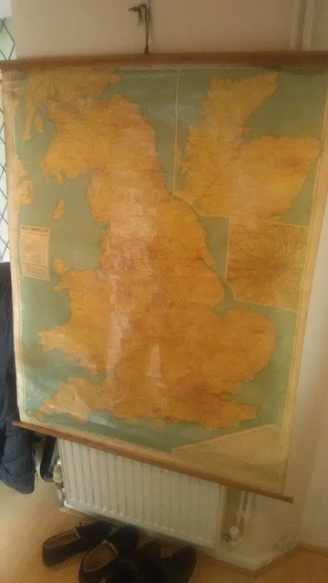 VINTAGE WALL MAP OF ENGLAND ROADS large 1967 George Philip & Son 3 x 4 ...