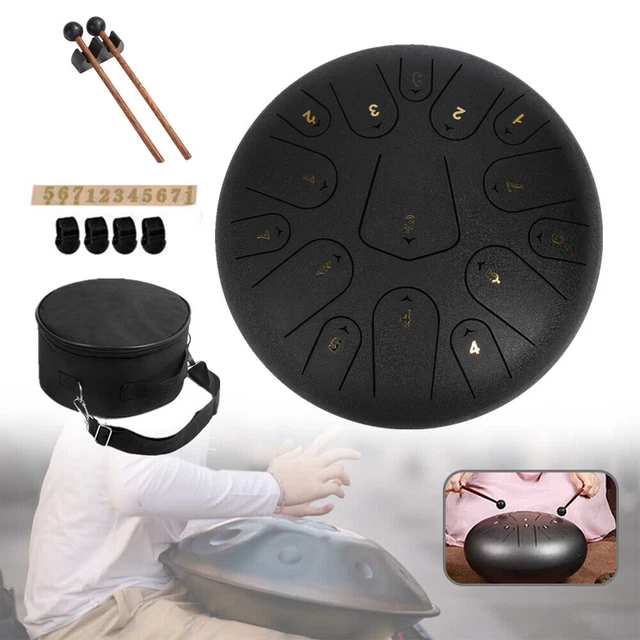 12 INCH STEEL Tongue Drum 15 Notes Handpan Tank Drum Percussion with ...