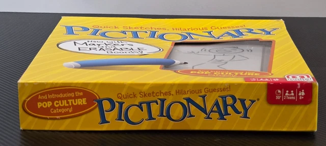 MATTEL GAMES PICTIONARY Board Game with Markers & Erasable Boards # ...