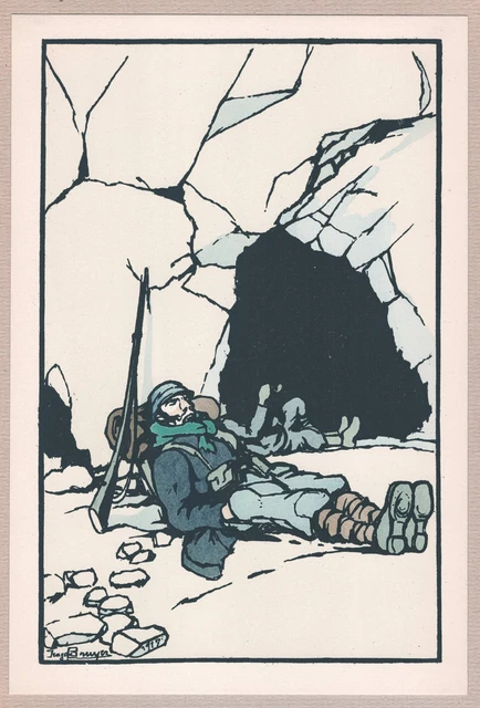 GEORGES BRUYER WELTKRIEG World War Retour Farbholzschnitt color woodcut ...