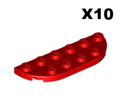 LEGO® LOT 10 Red 2x6 Half Cycle Red Half Round Half Plate 18980 NEW £6. ...