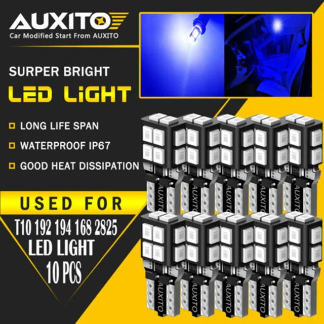 10X BLUE WATERPROOF BRIGHT LED LIGHT T10 194 168 W5W 14smd BULB Globe ...