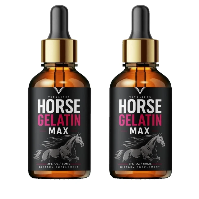 (2 PACK) HORSE Gelatin Max Drops Premium Liquid Formula Wellness ...