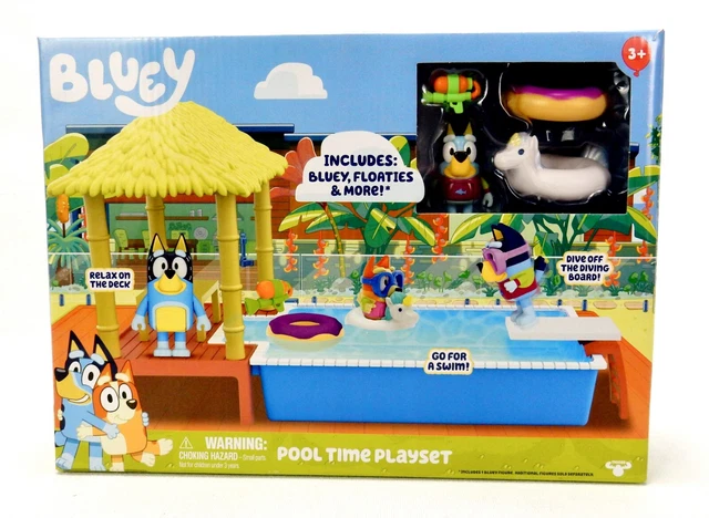 BLUEY POOL TIME Toddler Play Set Includes Bluey Floaties More Brand New ...