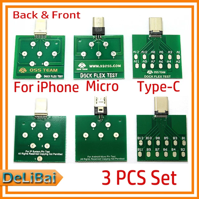 MICRO USB TYPE-C PCB Dock Flex Tester Board for iPhone Android Charging ...