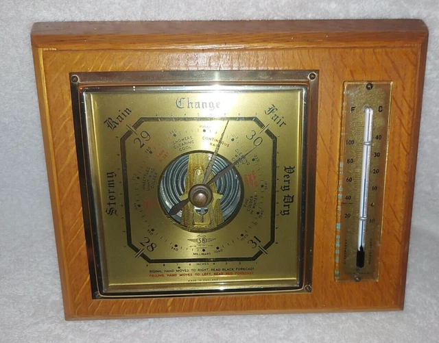 VINTAGE SQUARE FACED compensated Precision Barometer & thermometer by ...