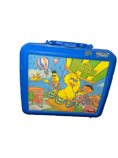 SESAME STREET VINTAGE 80s Lunch Box Blue Big Bird Bert Ernie Bag Child ...