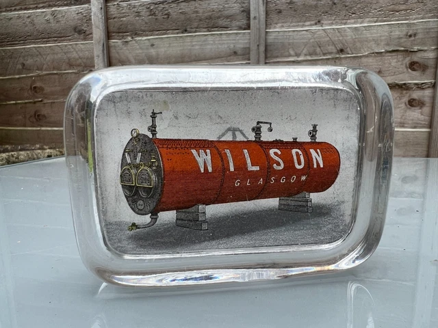 RARE VINTAGE WILSON Glasgow Steam Boiler Engine Advertising Glass ...