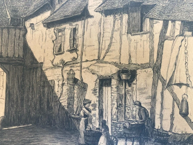 VERY NICE DRAWING Ink Lavis Xixth Paper Laundresses Linen to Identify ...