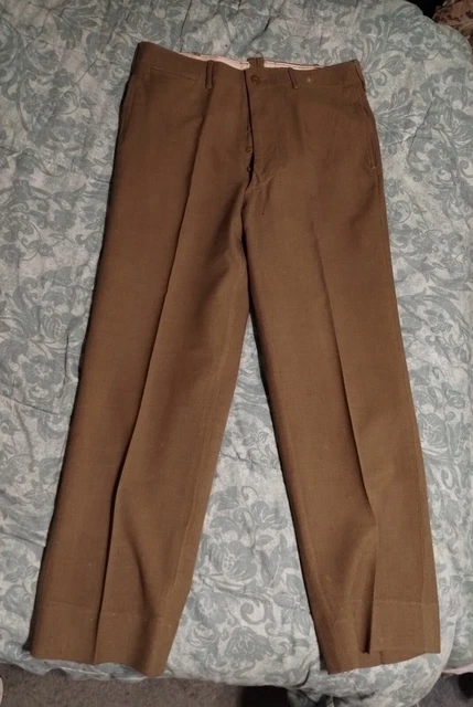 WW2 ERA MEN'S 1940s US Army Wool Pants W34xL31 OD Field Wool Trousers £ ...