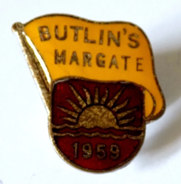 BUTLINS HOLIDAY CAMP Badge - Margate 1959 Flag & Sun,Yellow Flag,Red ...