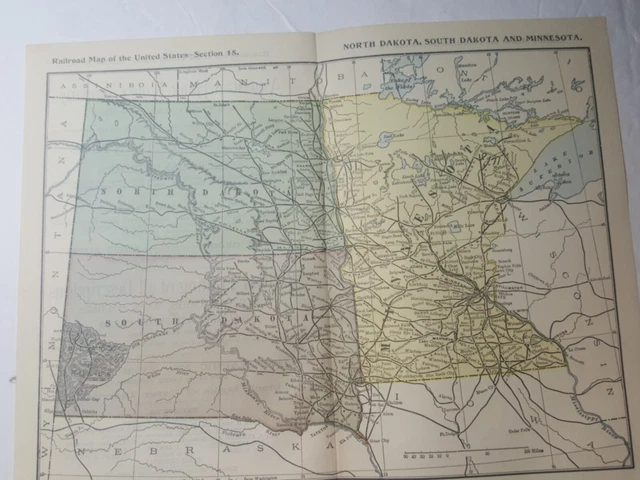 ORIGINAL 1897 RAILROAD map all train routes Minnesota North South ...