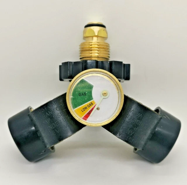 LPG BOTTLE POL Dual outlet adapter "Y" configuration with gas level ...