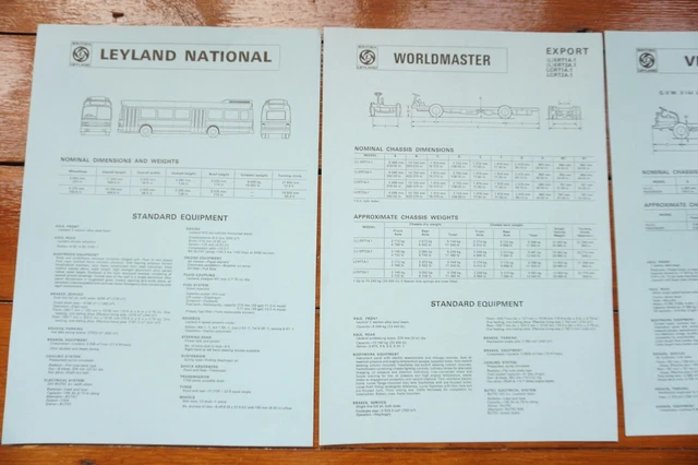 BRITISH LEYLAND BUS Data Sheets x5 Leyland National Worldmaster Viking ...