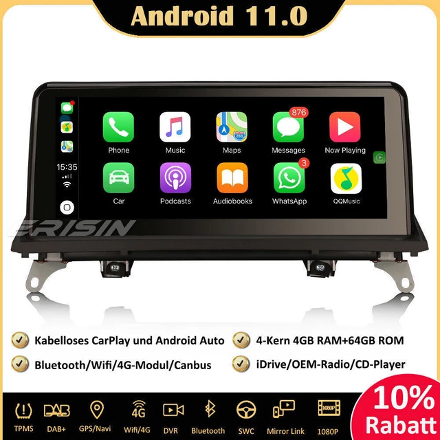 AUTORADIO 10,25& CARPLAY Android 11 GPS DAB+ TPMS SWC Navi BMW X5 E70 ...