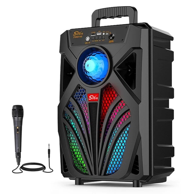 8& WIRELESS BLUETOOTH Speaker LED Bass Karaoke Party Subwoofer Mic TWS ...