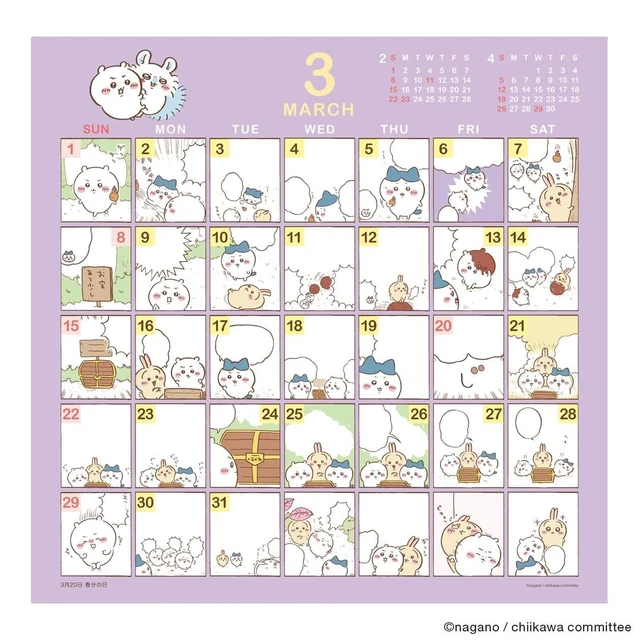 WALL CALENDAR 2026 Chiikawa Comic Design Japan 12 Sheets Cute Character ...