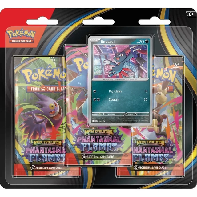 POKEMON TCG PHANTASMAL Flames 3 Pack Blister Booster Packs Sneasel New ...