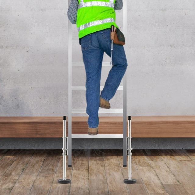 LADDER LEG LEVELERS Pair Adjustable Height Ladders Stabilizer Extension ...