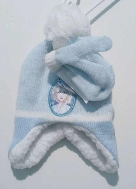 DISNEY'S FROZEN TODDLER Girl Trapper Hat & Mittens Set One Size $12.00 ...