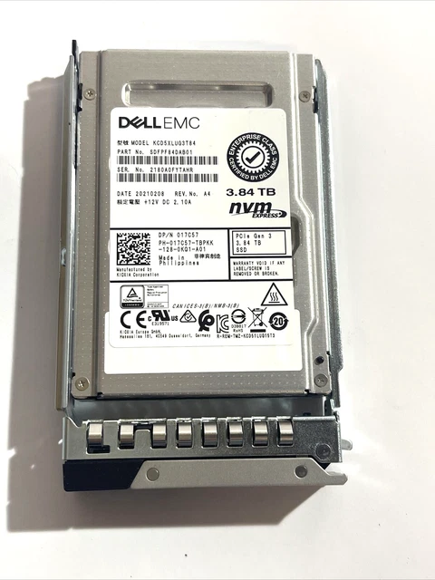 017C57 DELL 3.84TB NVME PCIe Gen3 2.5" KCD5XLUG3T84 INTERNAL SSD W ...