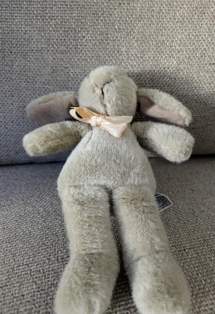 VINTAGE MANHATTAN TOY Co 1987 Grey Bunny Rabbit Pink Bow Soft Plush 9 ...