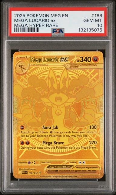 2025 POKEMON MEG En-Mega Evolution Mega Hyper Rare #188 Mega Lucario Ex ...