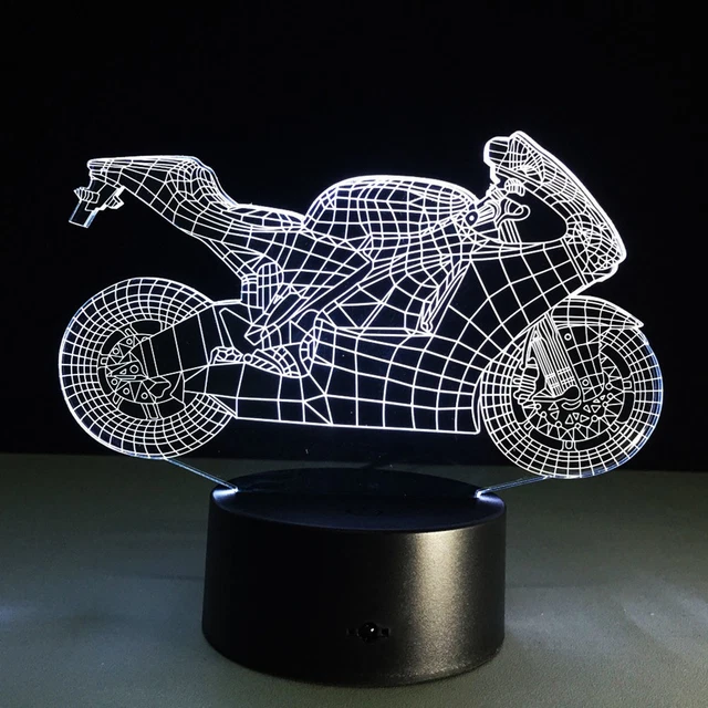 3 D MOTORCYCLE Auxiliary Lights Motorbike Color Changing Desk Lamp £18. ...