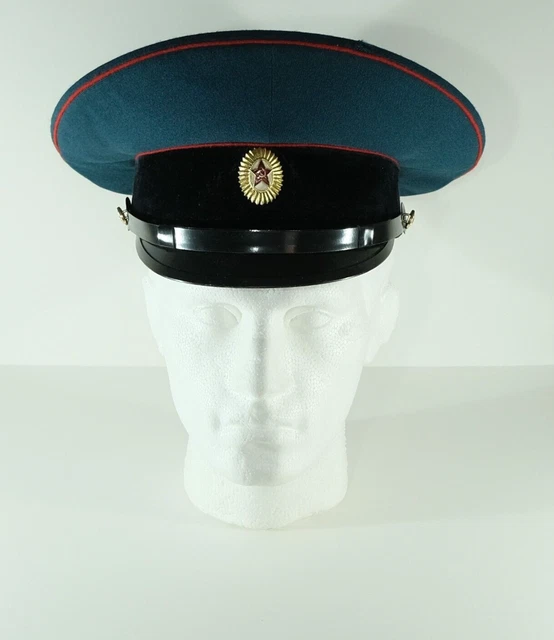 VINTAGE RUSSIAN RED Soviet Military Officer Visor Cap Hat size 59 USSR ...