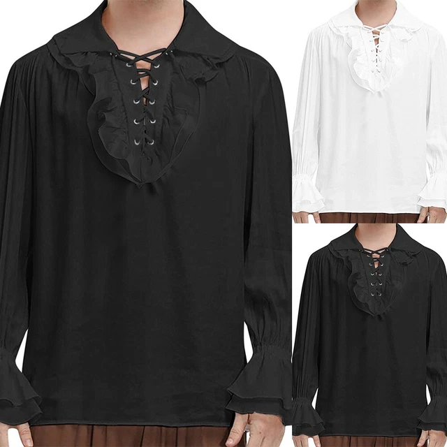 CAMICIA UOMO RINASCIMENTALE gotica medievale pirata coloniale costume cosplay EUR 26,08 ...