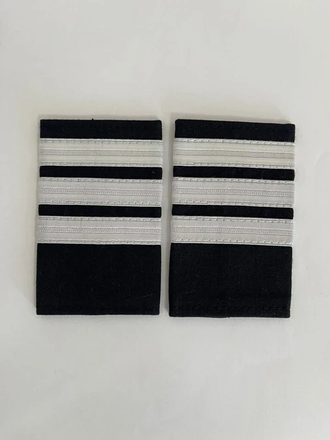 PILOT CAPTAIN, SILVER Strips Epaulettes, Airline, Cabin Crew 3 Bars ...