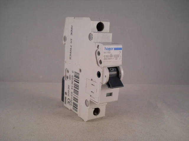 HAGER MCB 32 Amp Single Pole Circuit Breaker Type C 32A C32 463132 ...