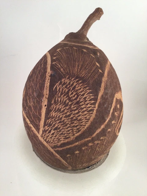OLD CARVED KIMBERLEY BOAB TREE NUT ABORIGINAL ART CARVING of Kangaroo ...