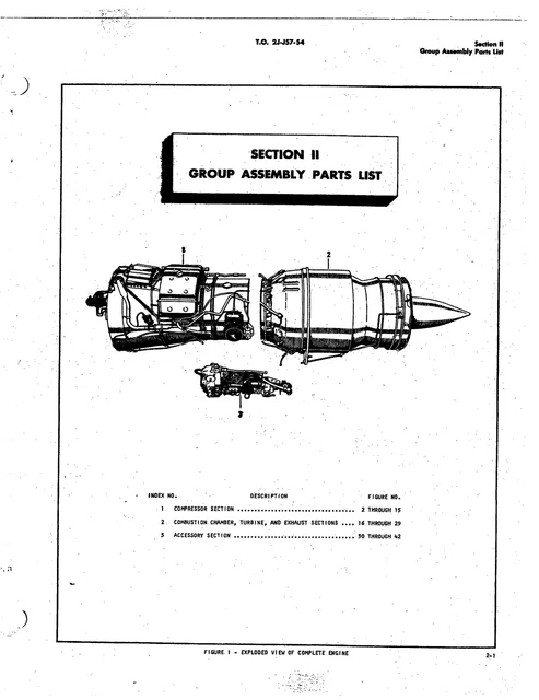 PRATT & WHITNEY J57 Jet engine parts manual 1960's rare detail historic ...