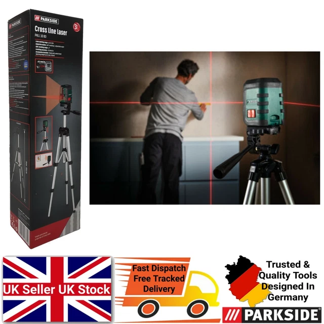PARKSIDE SELF-LEVELLING CROSS Line Laser Level With Tripod Stand £35.99 ...