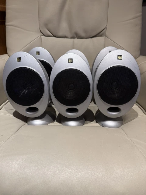 KEF HTS2001 SATELLITE speakers (x6) with surface stands silver £9.99 ...