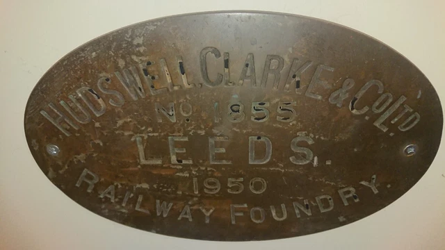 STEAM LOCOMOTIVE WORKS Plate HUDSWELL CLARKE NARROW GAUGE ITEM £1,000. ...