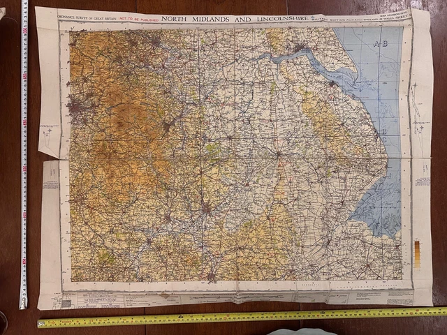 ORIGINAL WW2 BRITISH Army RAF Navy Base Map of England - Midlands ...