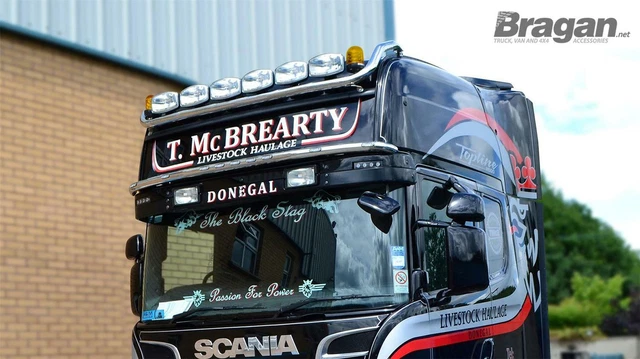 ROOF BAR+JUMBO SPOTS x6+Amber Beacon x2 To Fit Scania PGR6 Series 2009 ...