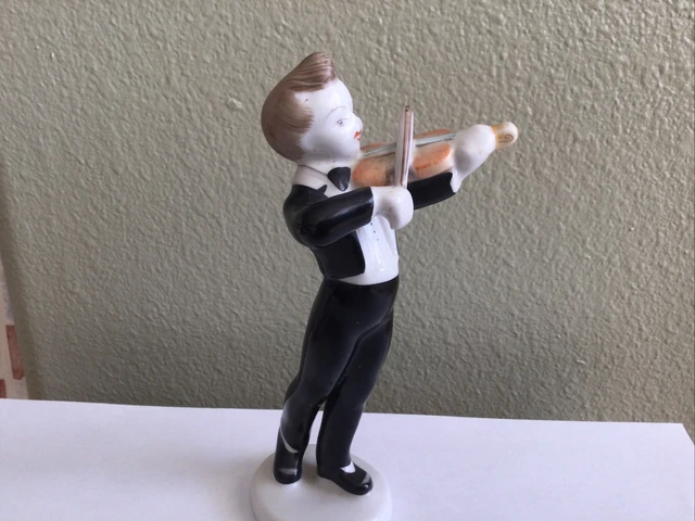 HOLLOHAZA PORCELAIN Boy Figurine Playing Violin /Fiddle $75.00 - PicClick