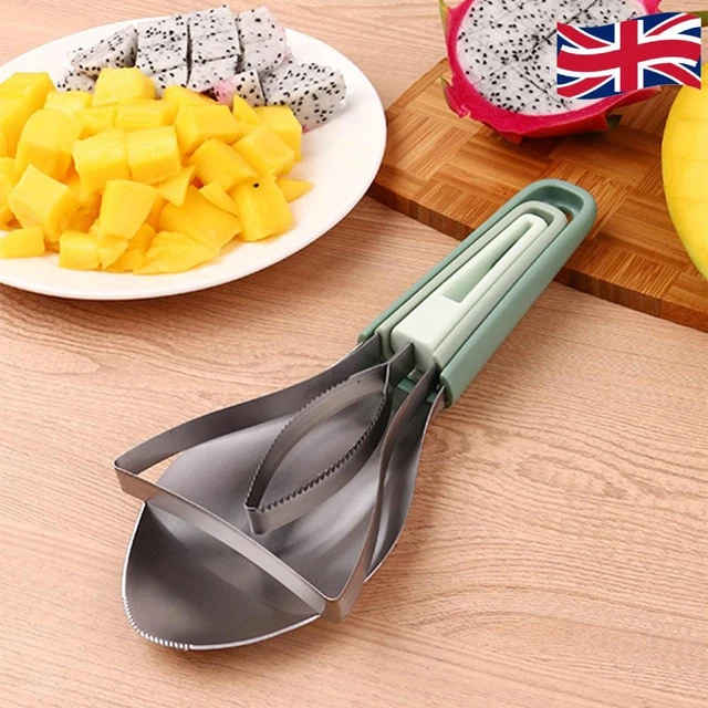 3-IN-1 MANGO SLICER Peeler with Stainless Steel Blade Corer Pit Remover ...