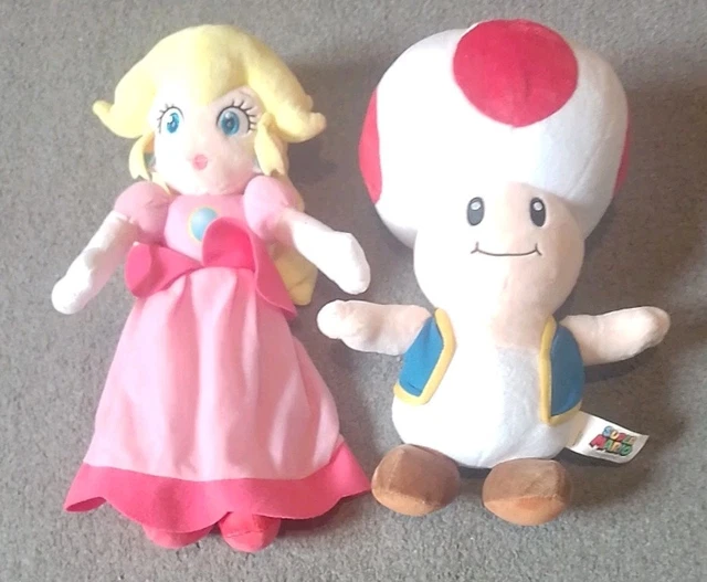 NINTENDO SUPER MARIO Princess Peach & Toad Plush Toy Very Good ...