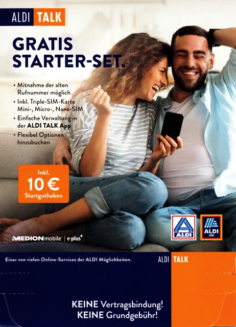 SIMKARTE ALDI TALK Starter Paket Set inkl. 10 Euro Startguthaben ...