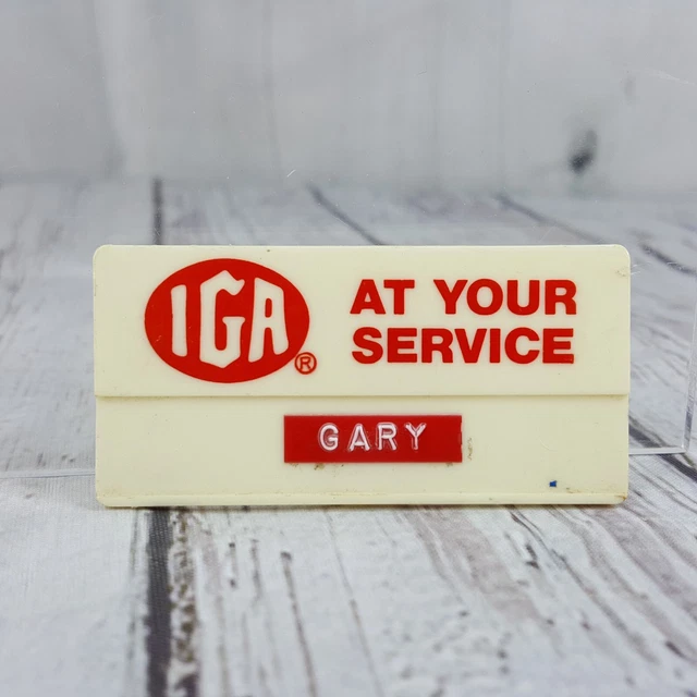 VINTAGE IGA GROCERY Food Store Employee Name Plate Tag Badge GARY 2 5 vintage-iga-grocery-food-store-employee-name-plate-tag-badge-gary-2-5