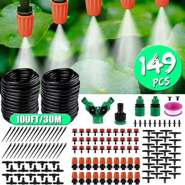 AUTOMATIC DRIP IRRIGATION System Garden Plant Self Watering Micro Hose ...
